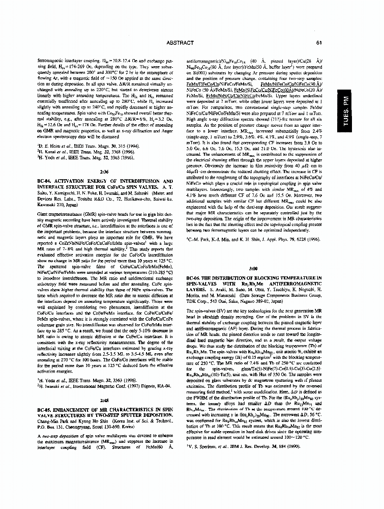 Enhancement Of MR Characteristics In Spin Valve Stmucrures By Two-step ...