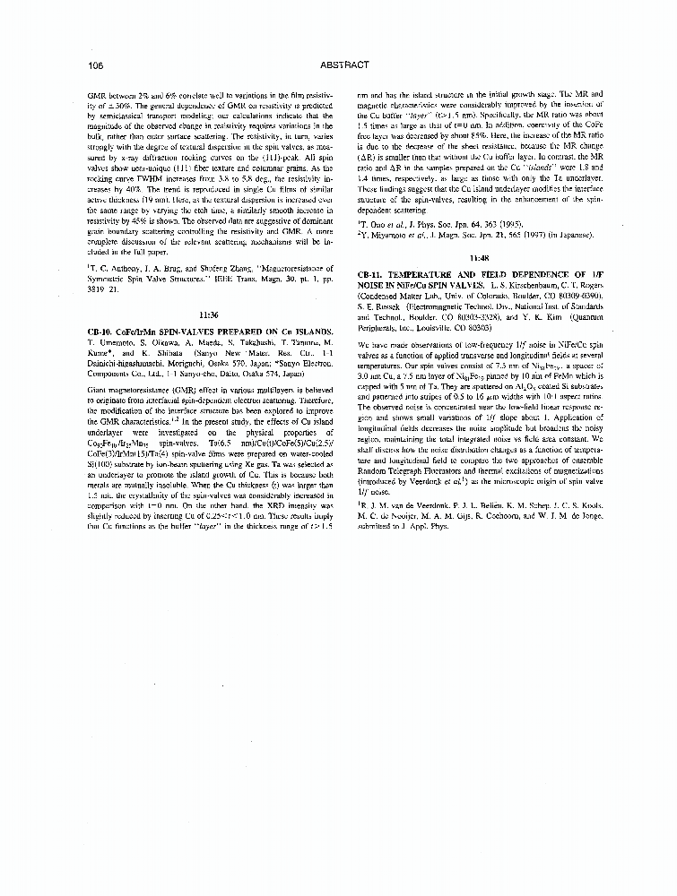 Temperature and Field Dependence of 1/F Noise in NiFe/Cu Spin Values ...