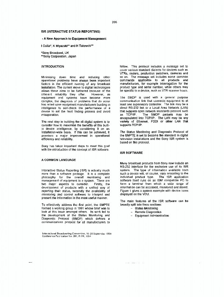 ISR (Interactive Status Reporting) - A new approach to equipment ...