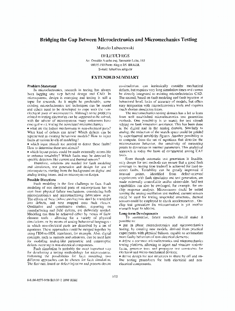 Bridging A Gap Between Microelectronics And Micromechanics Testing ...