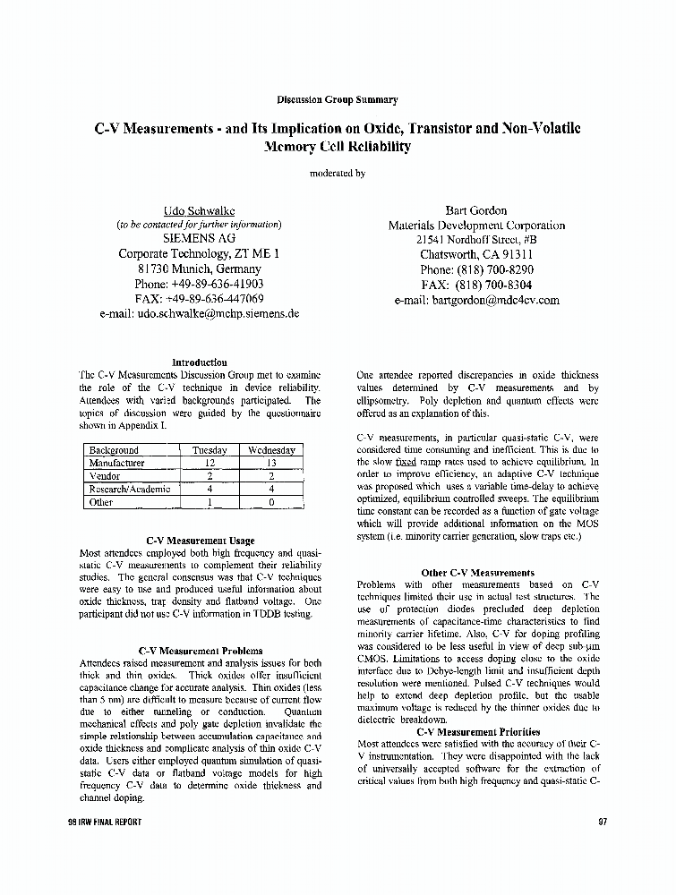C-V Measurements - And Its Implication On Oxide, Transistor And Non ...