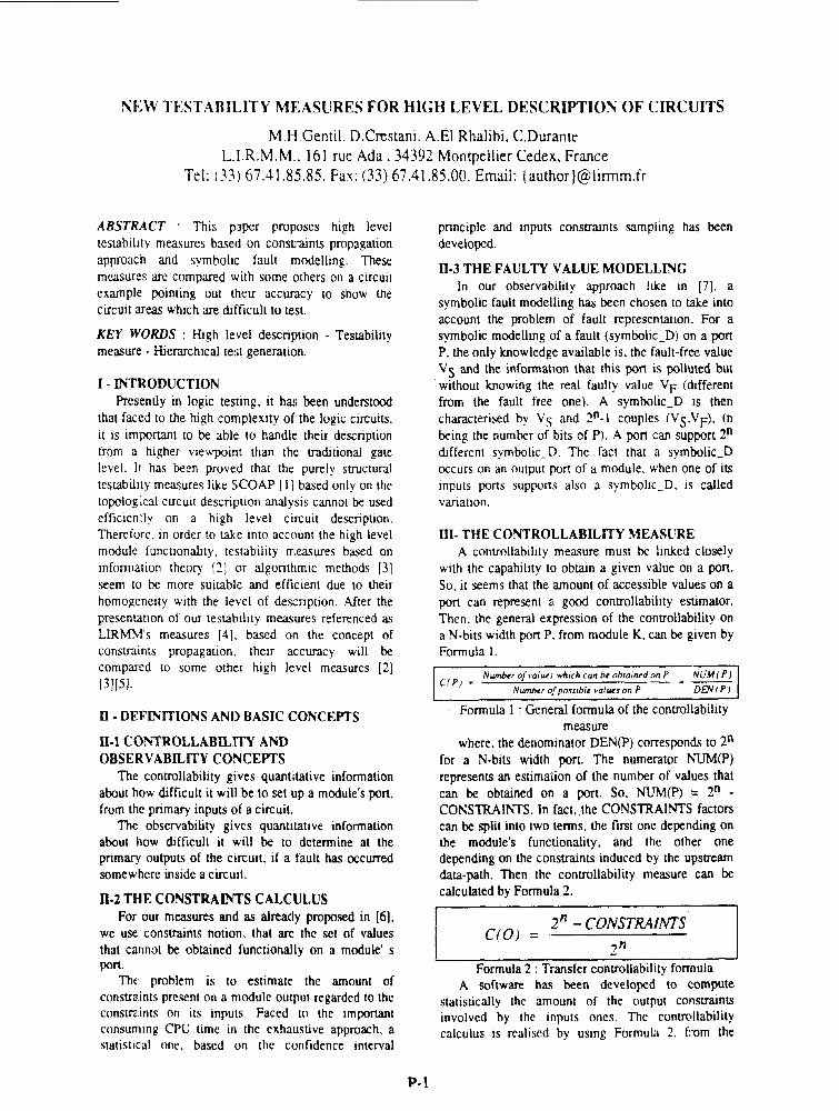 New Testability Measures For High Level Description Of Circuits | IEEE ...