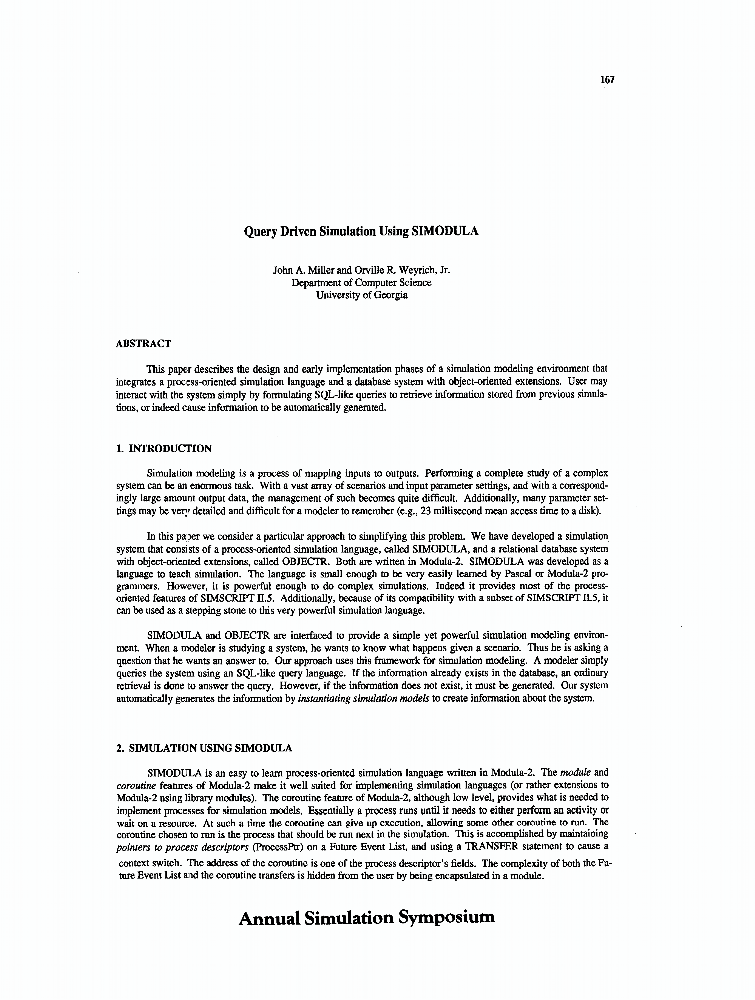 Query Driven Simulation Using SIMODULA | IEEE Conference Publication | IEEE Xplore