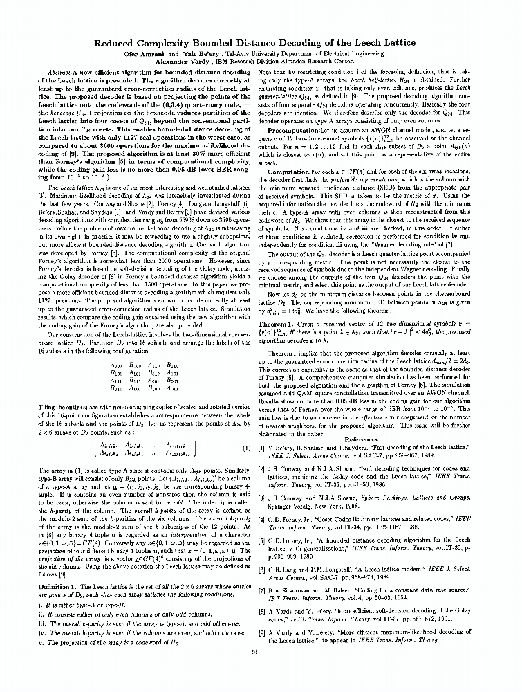 Reduced Complexity Bounded-distance Decoding of the Leech Lattice | IEEE Conference Publication ...