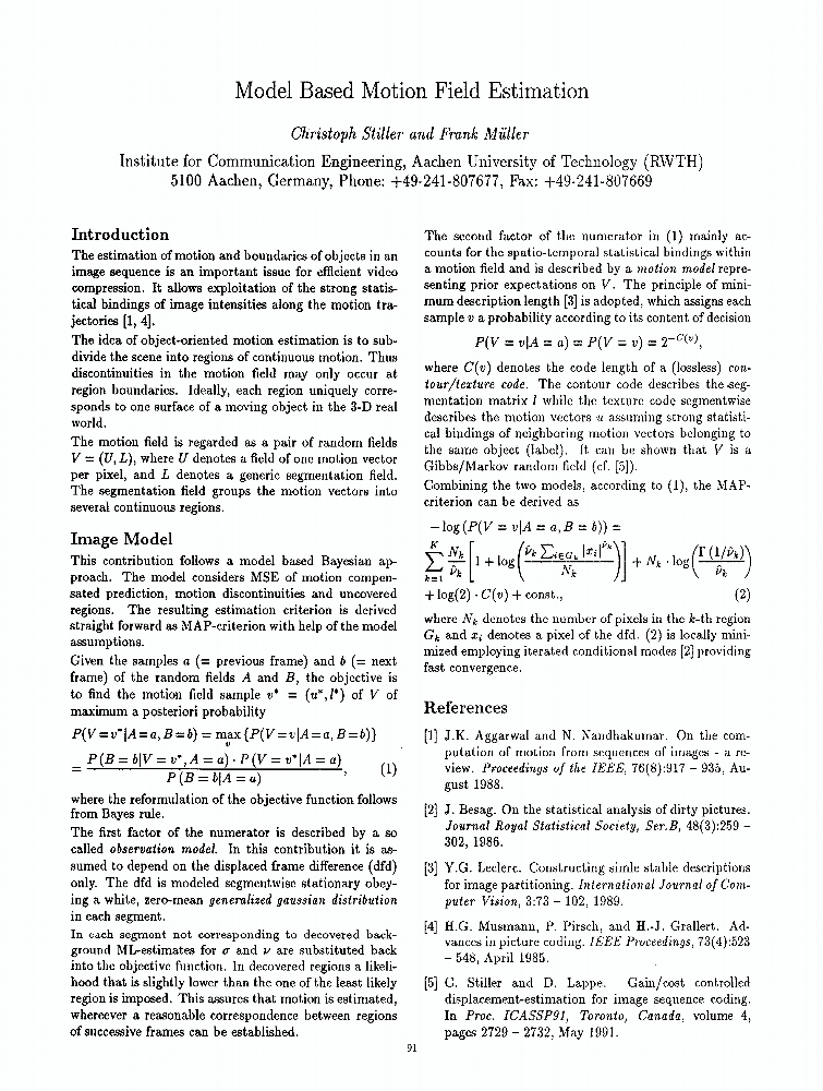 Model Based Motion Field Estimation | IEEE Conference Publication | IEEE Xplore
