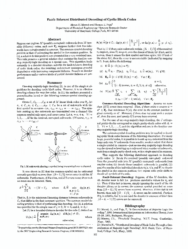 Fault-tolerant Distributed Decoding of Cyclic Block Codes | IEEE Conference Publication | IEEE ...