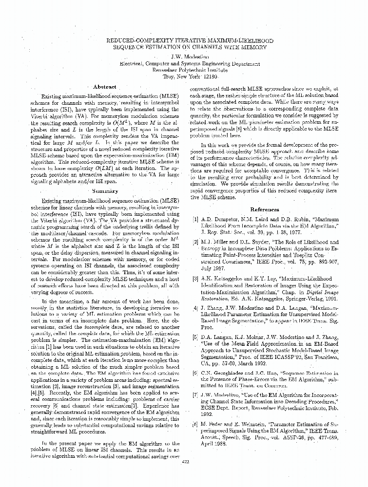 Reduced-Complexity Iterative Maximum-Likelihood Sequence Estimation on Channels with Memory ...