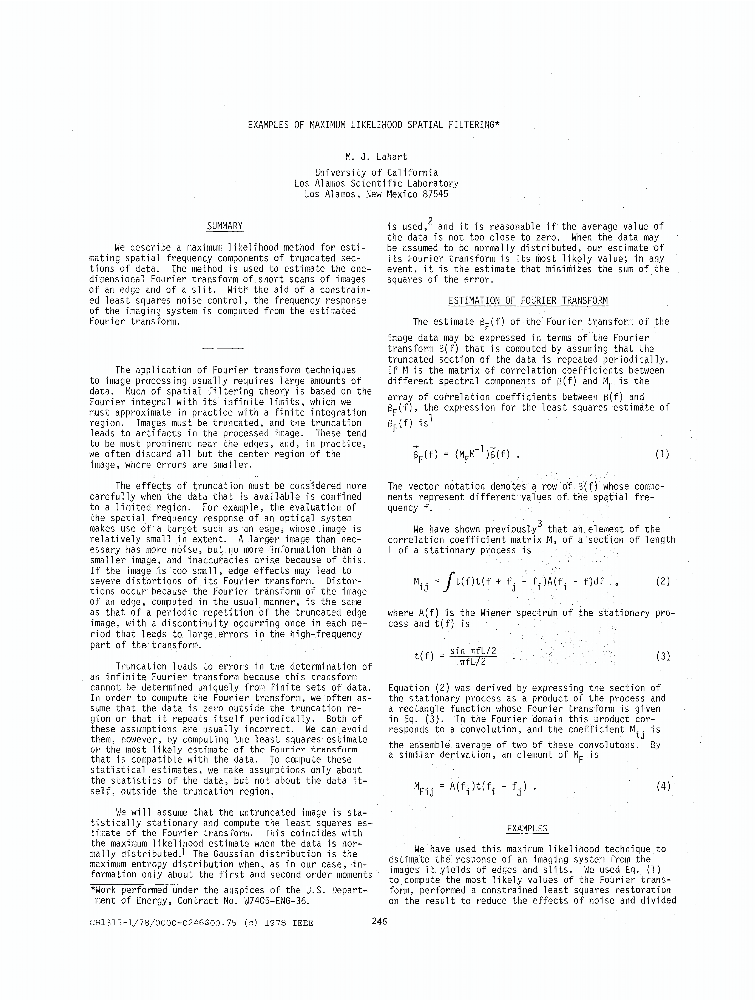 Examples Of Maximum Likelihood Spatial Filtering Ieee Conference Publication Ieee Xplore