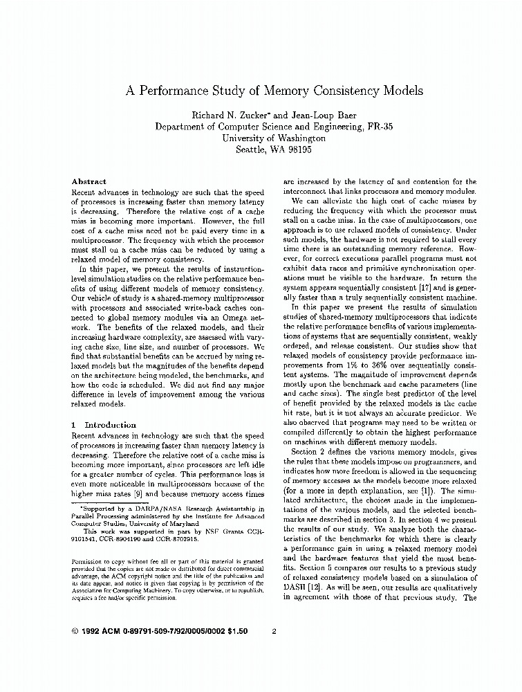A Performance Study of Memory Consistency Models | IEEE Conference ...
