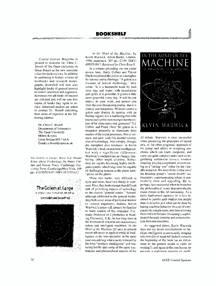Bookshelf - In the Mind of the Machine [Book Review] | IEEE Journals ...