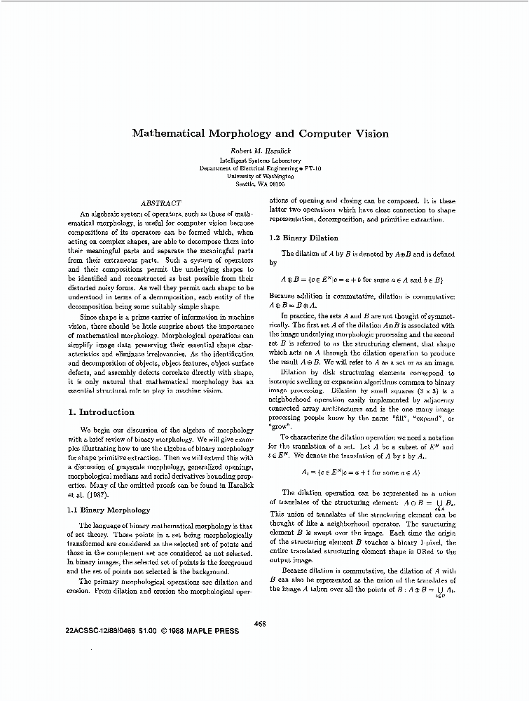 Mathematical Morphology And Computer Vision | IEEE Conference Publication | IEEE Xplore