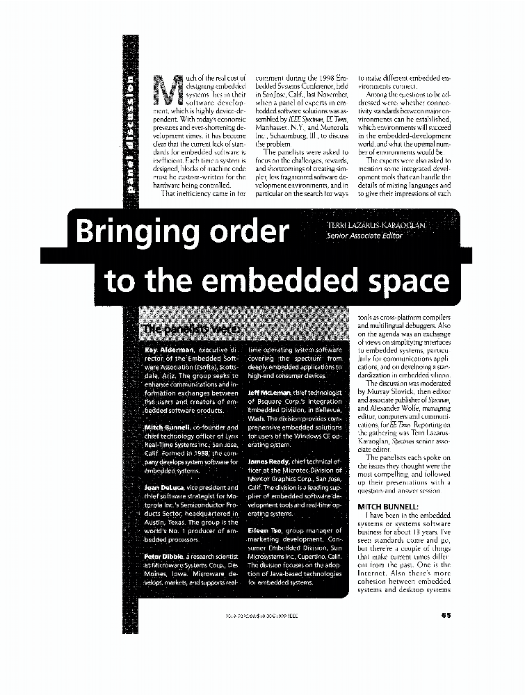 Bringing order to the embedded space | IEEE Journals & Magazine | IEEE ...