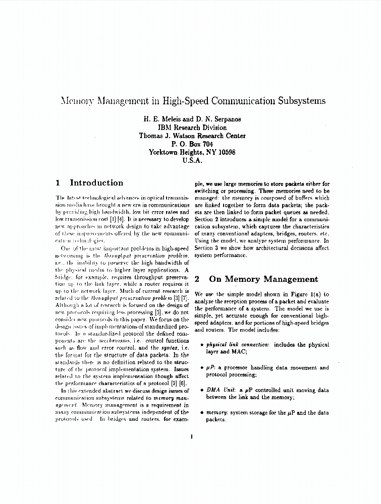 Memory management in high-speed communication subsystems | IEEE ...