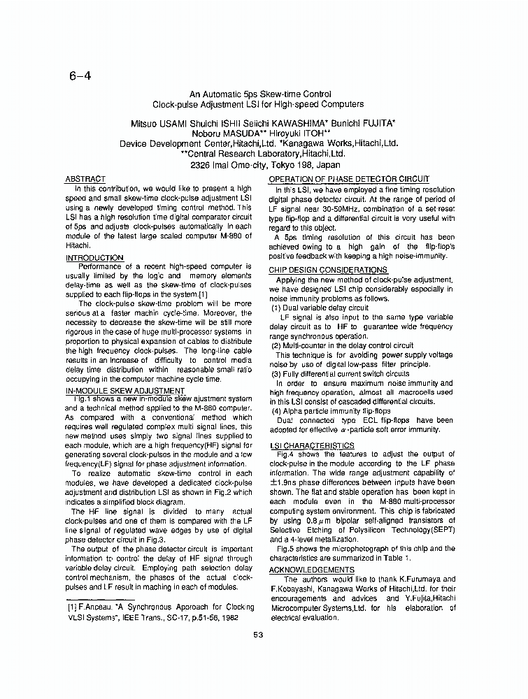 An Automatic 5ps Skew-time Control Clock-pulse Adjustment LSI For High ...