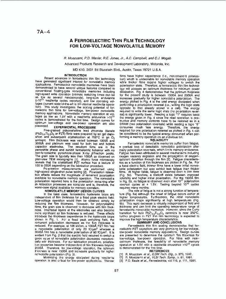 A Ferroelectric Thin Film Technology For Low-voltage Nonvolatile Memory ...