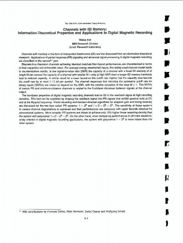 Channels with ISI Memory: Information-Theoretical Properties and ...