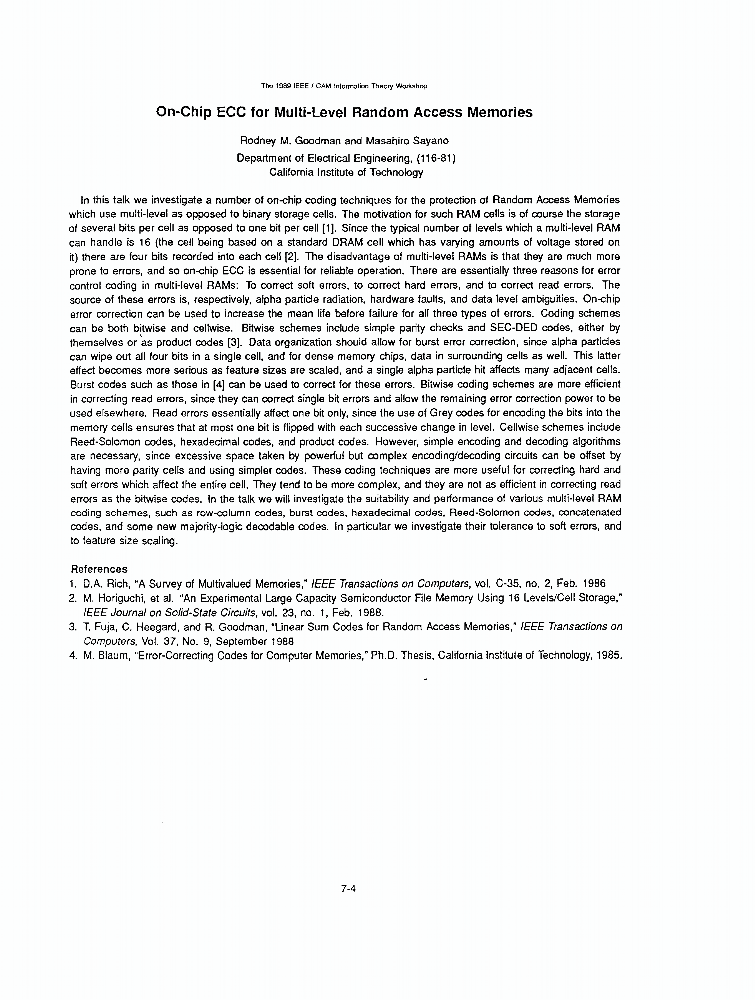 On-Chip ECC for Multi-Level Random Access Memories | IEEE Conference Publication | IEEE Xplore