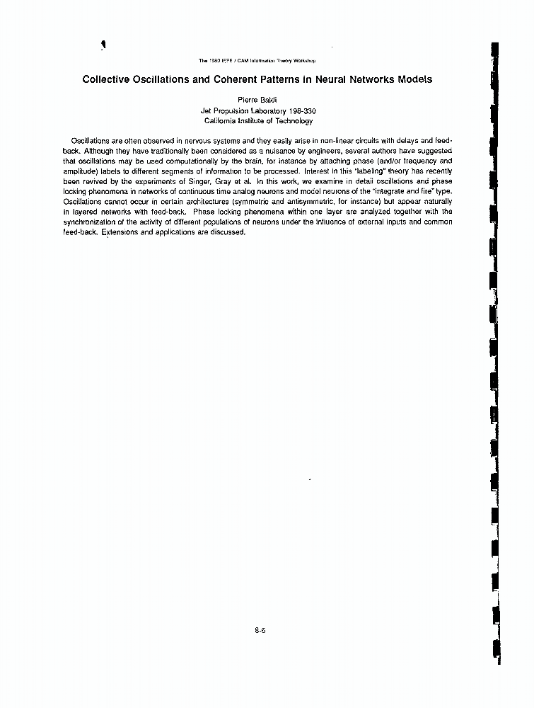 Collective Oscillations and Coherent Patterns in Neural Networks Models ...