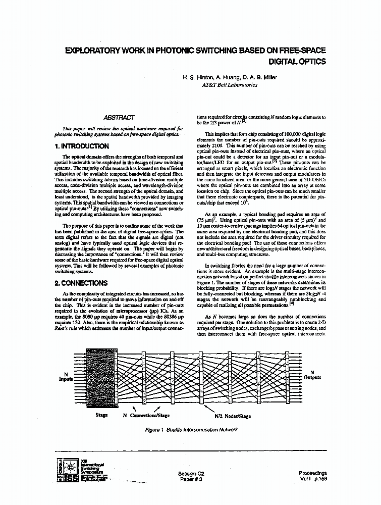 Exploratory work in photonic switching based on free-space digital ...