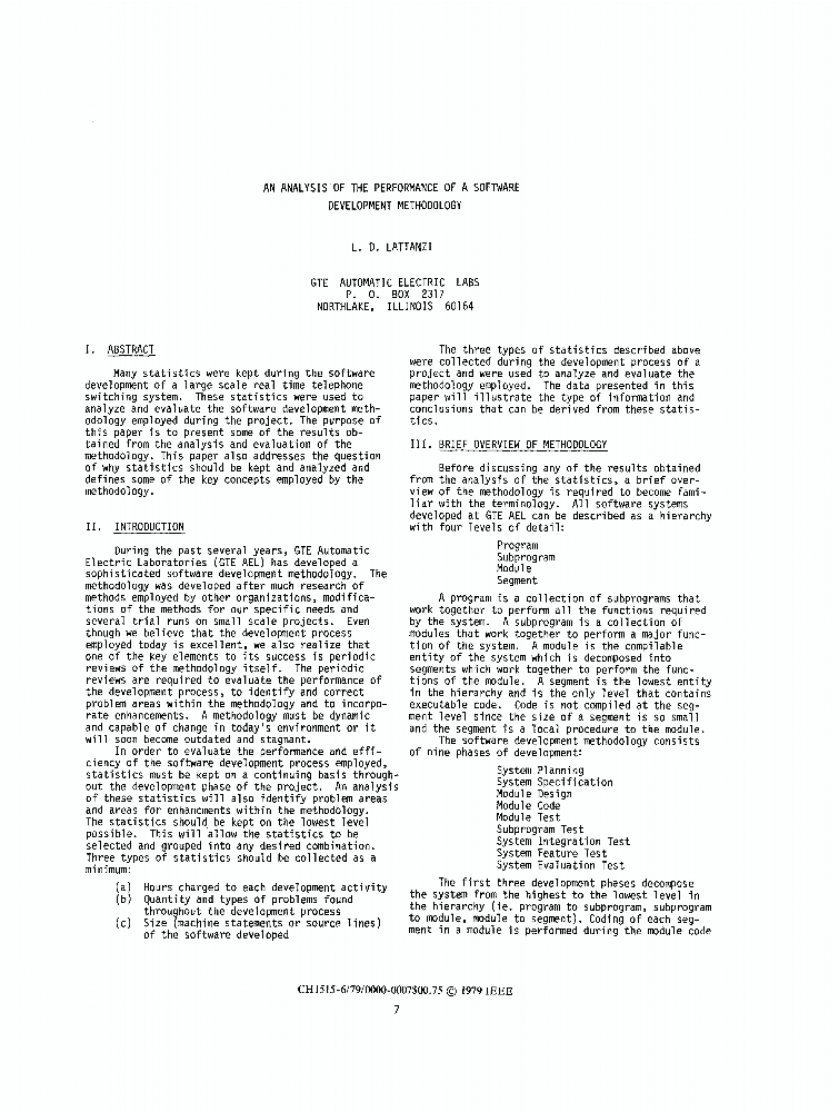 An analysis of the performance of a software development methodology ...