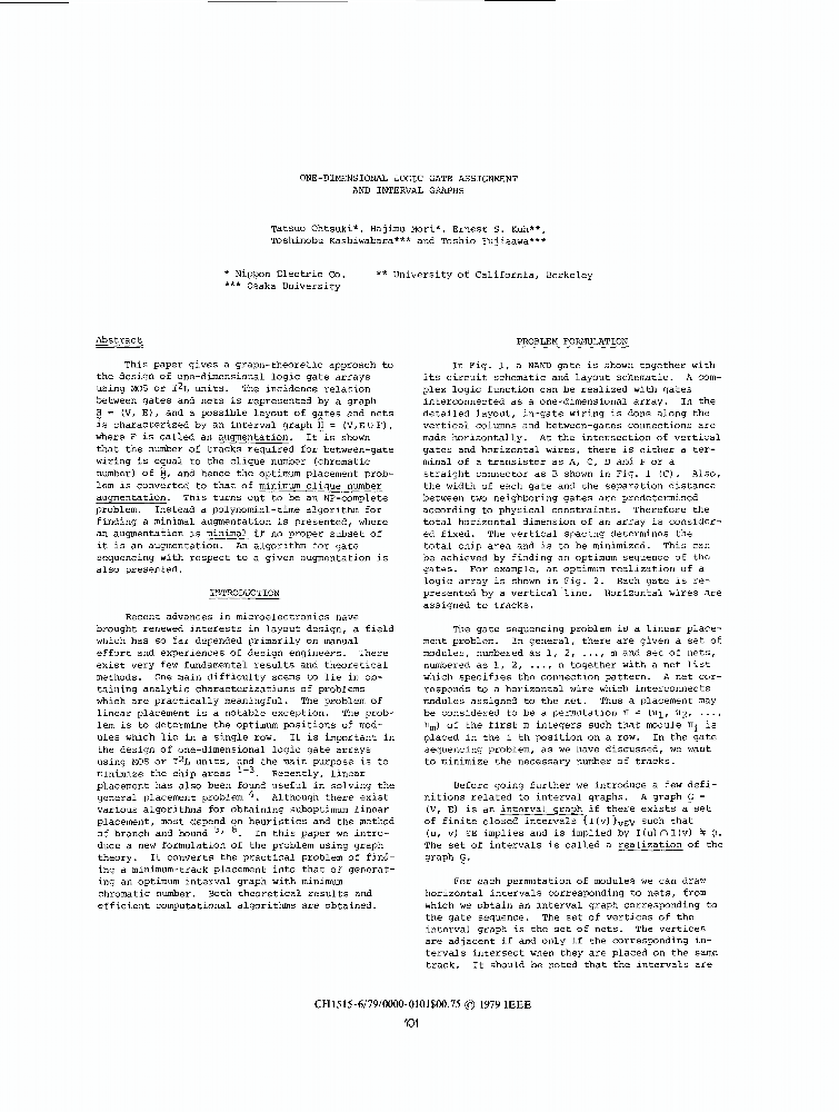 One-dimensional logic gate assignment and interval graphs | IEEE Conference Publication | IEEE ...