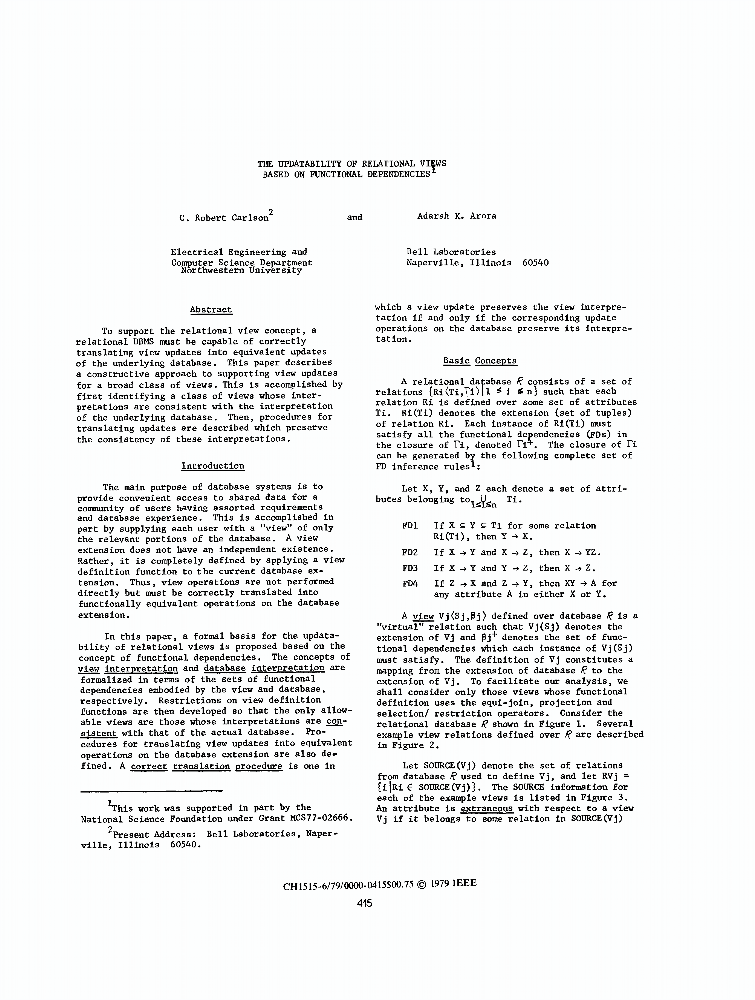 The updatability of relational views based on functional dependencies ...