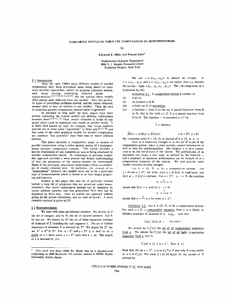 Comparing models of parallel computation by homomorphisms | IEEE Conference Publication | IEEE ...