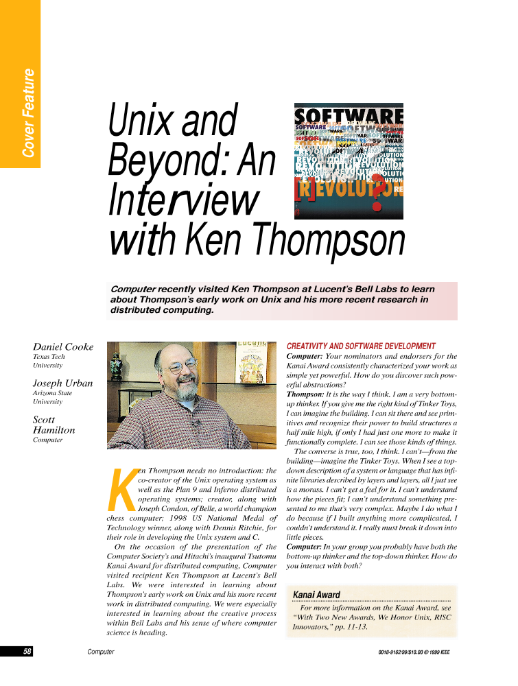 Unix and Beyond: An Interview with Ken Thompson | IEEE Journals ...