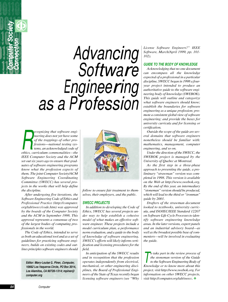 Advancing Software Engineering as a Profession | IEEE Journals ...