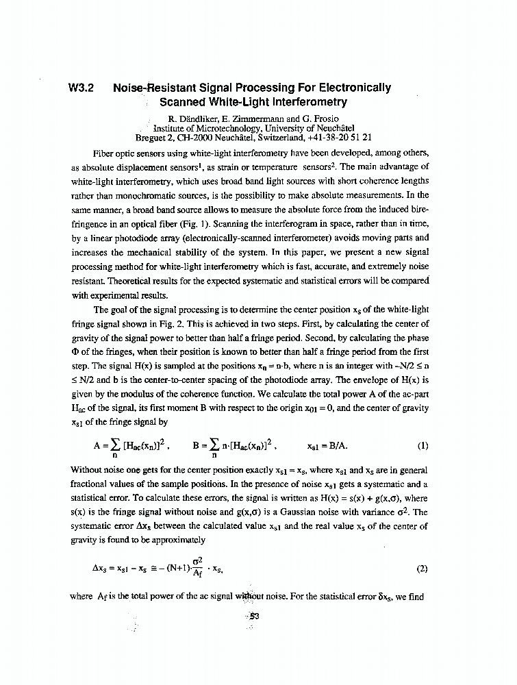 Noise-resistant Signal Processing For Electronically Scanned White ...