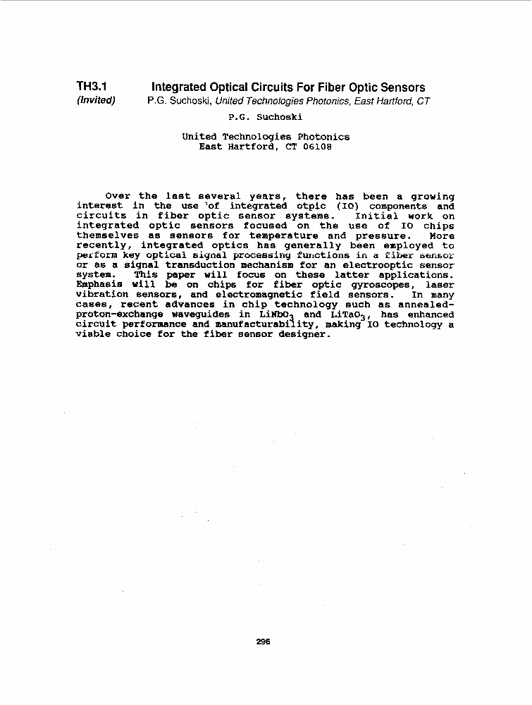 Integrated Optical Circuits For Fiber Optic Sensors | IEEE Conference ...