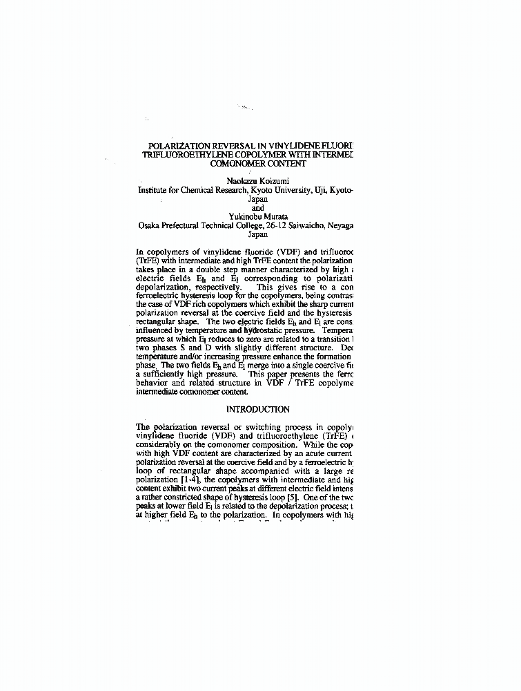 Polarization reversal in vinylidene fluorride-trifluoroethylene ...