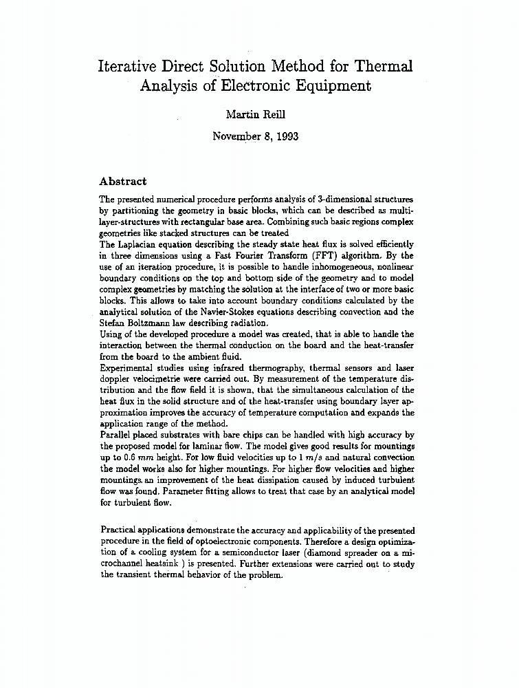 Iterative direct solution method for thermal analysis of electronic ...