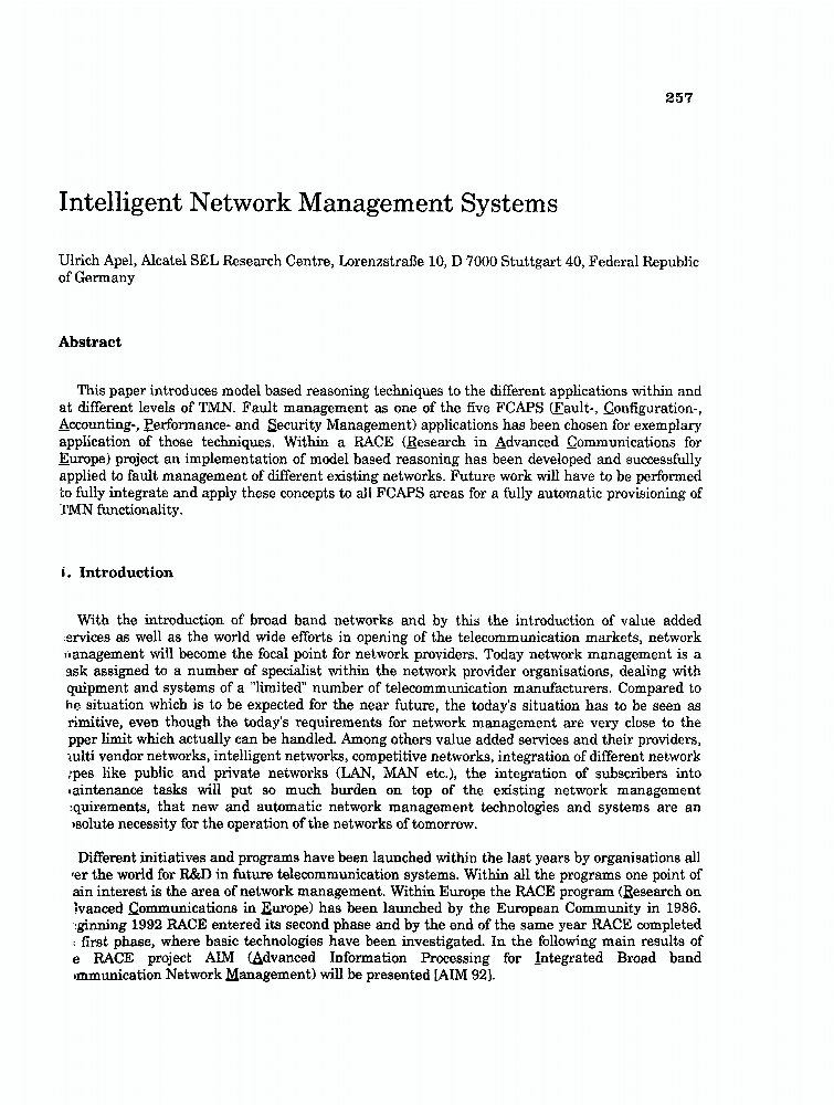 Intelligent network management systems | IEEE Conference Publication ...