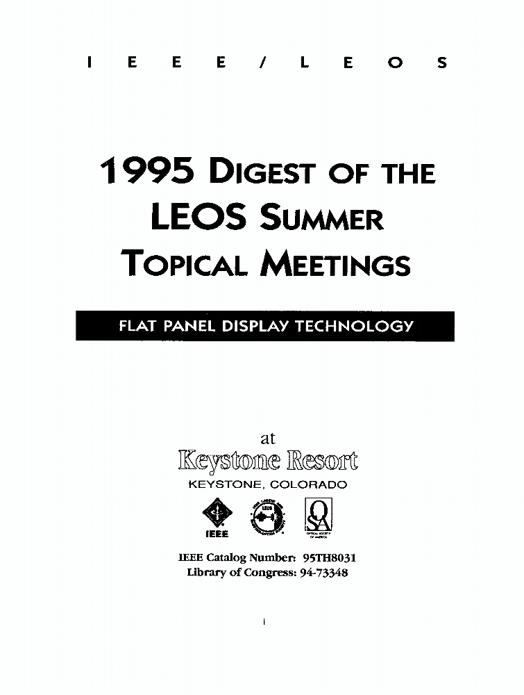 1995 Digest of the LEOS Summer Topical Meetings - Flat Panel Display ...