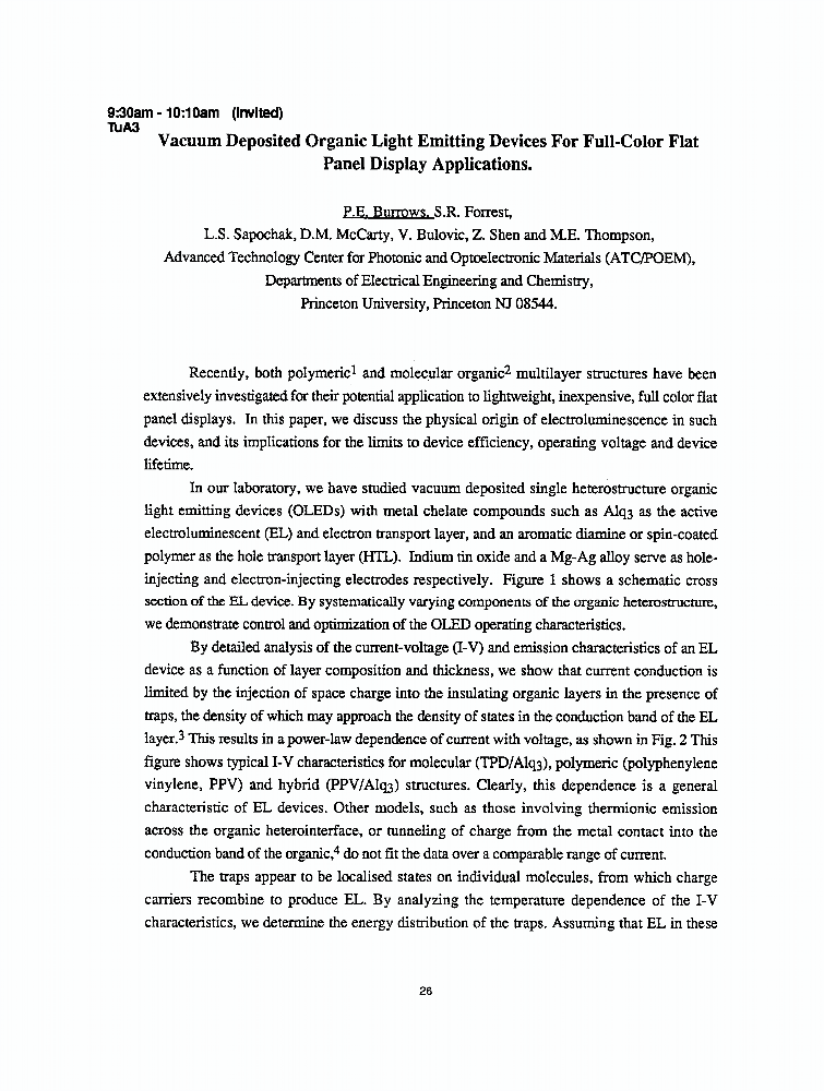 Vacuum Deposited Organic Light Emitting Devices for Full-Color Flat ...