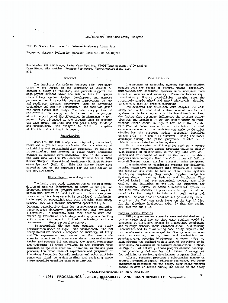 DoD/Industry- R&M Case Study Analysis | IEEE Conference Publication ...