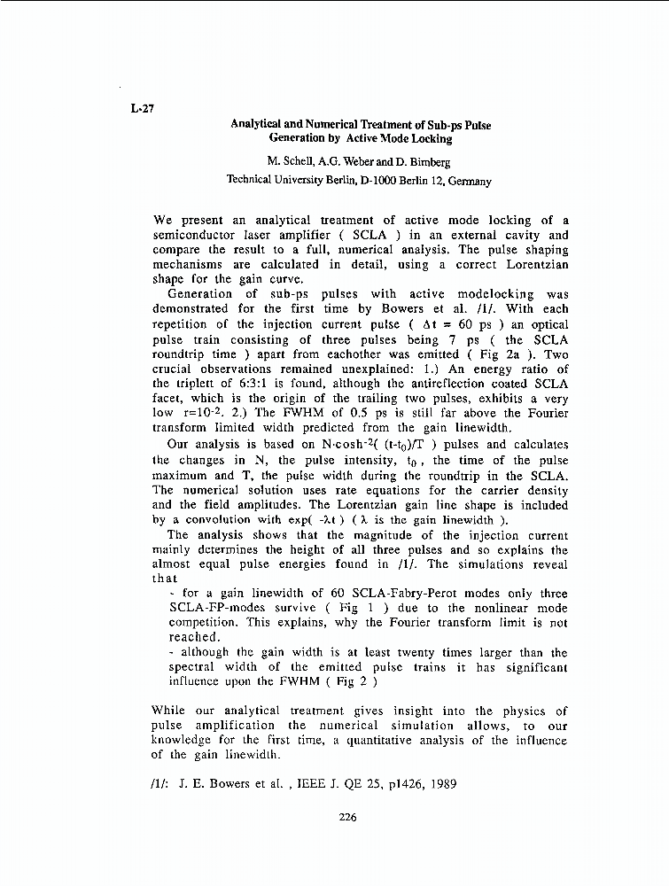 Analytical and numerical treatment of sub-ps pulse generation by active ...
