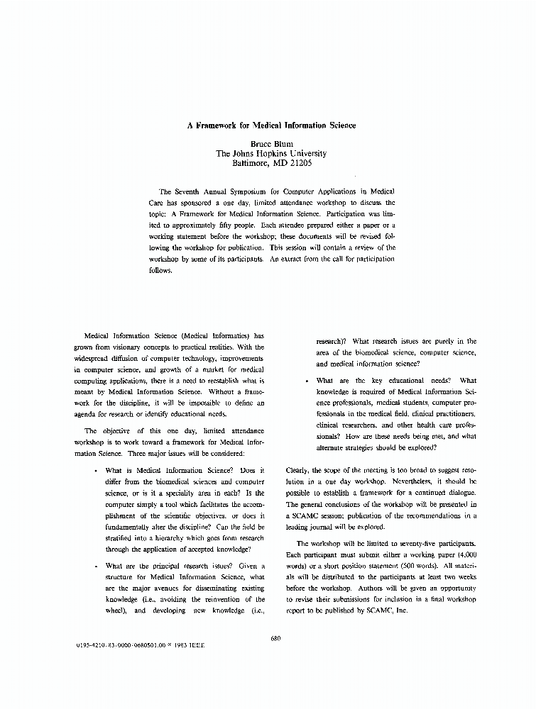 A framework for medical information science | IEEE Conference ...