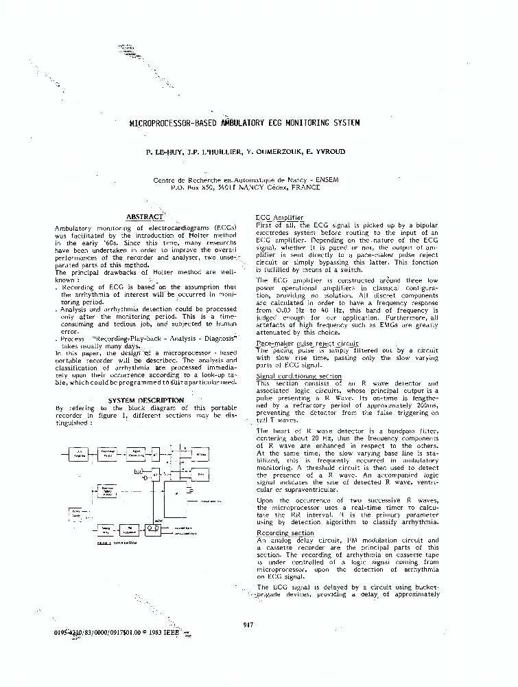 Microprocessor-based ambulatory ecg monitoring system | IEEE Conference ...