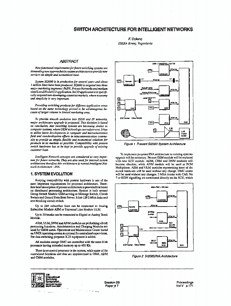Switch Architecture For Intelligent Networks Ieee Conference Publication Ieee Xplore