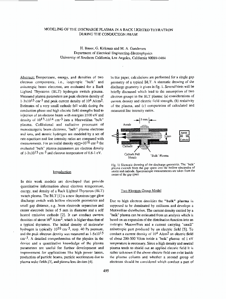 Modeling of the discharge plasma in a back lighted thyratron during the ...