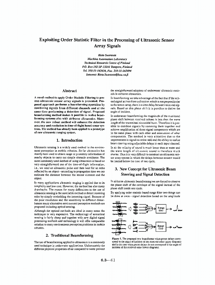 Exploiting order statistic filter in the processing of ultrasonic sensor array signals | IEEE ...