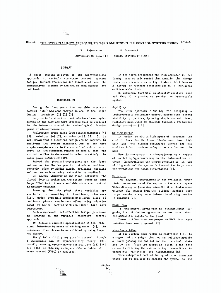 The hyperstability approach to variable structure control systems ...