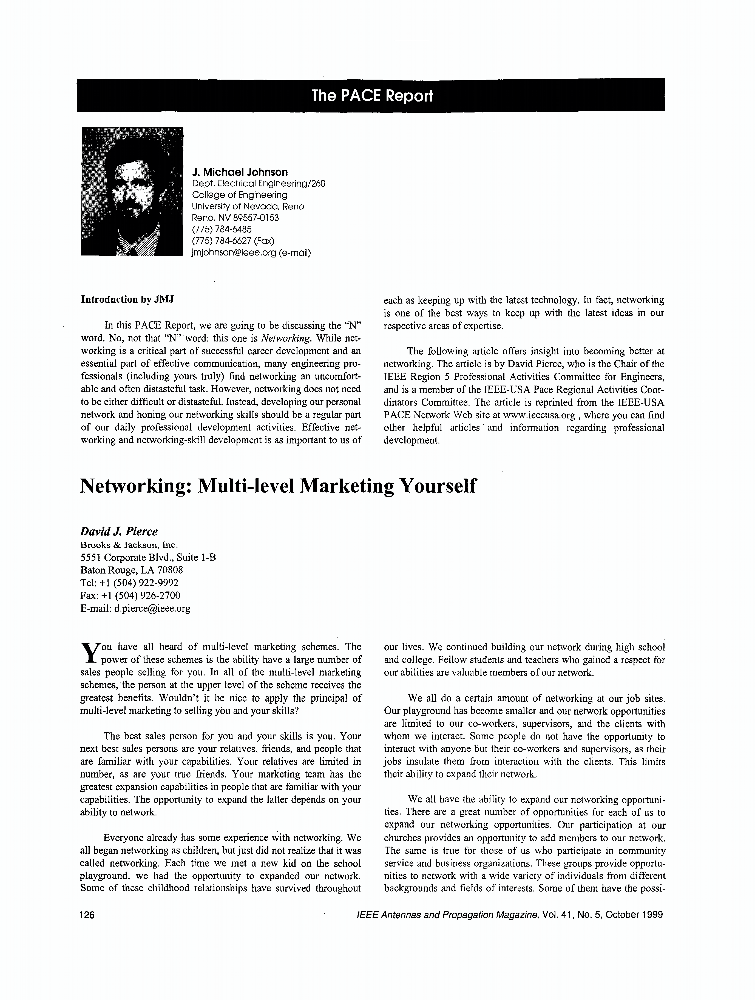 Networking: multi-level marketing yourself | IEEE Journals & Magazine ...