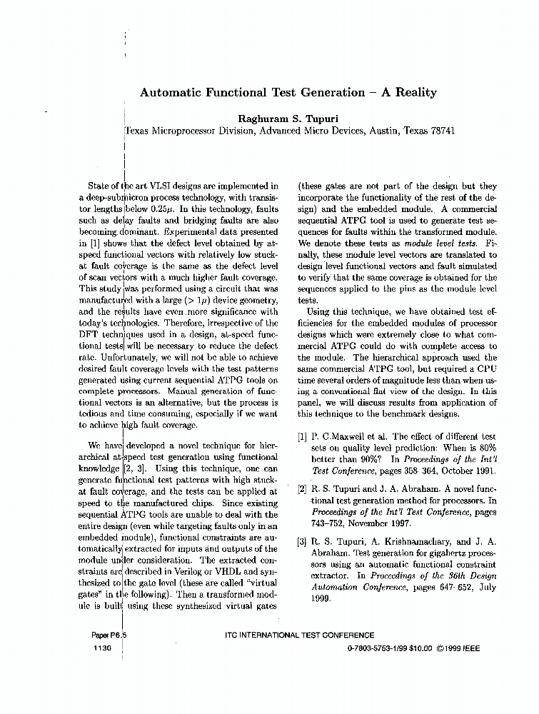 Automatic Functional Test Generation - A Reality | IEEE Conference ...