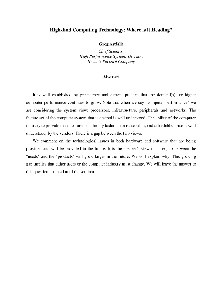 High-end computing technology: where is it heading? | IEEE Conference ...