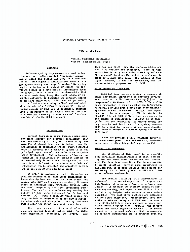 Software evolution using the SEER data base | IEEE Conference ...
