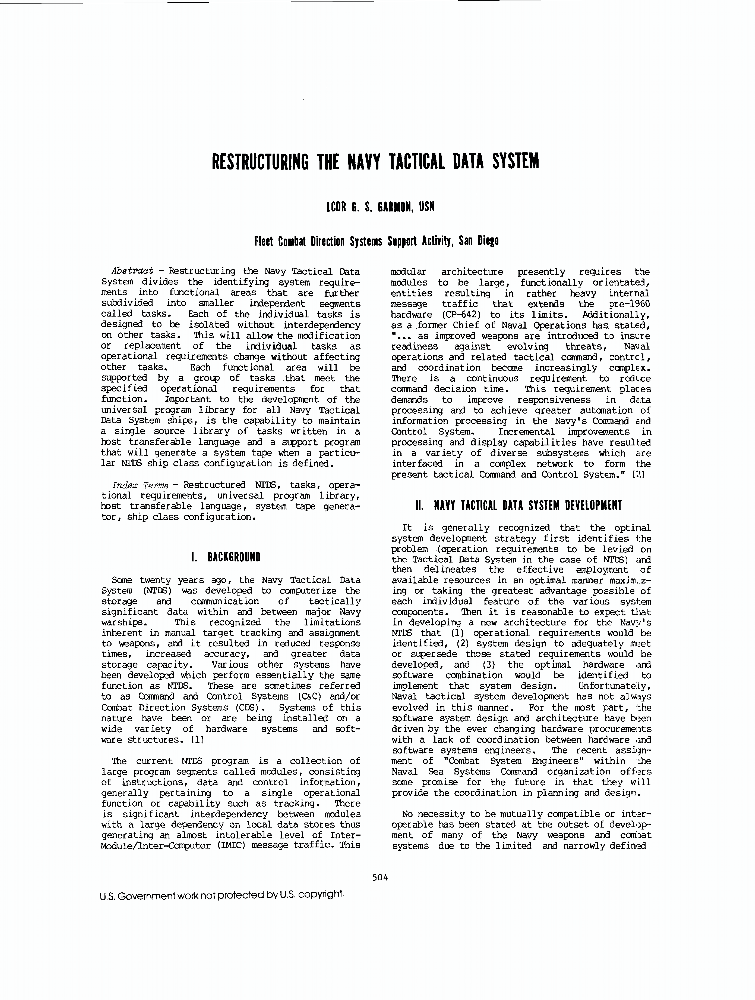 Restructuring the Navy Tactical Data System | IEEE Conference ...