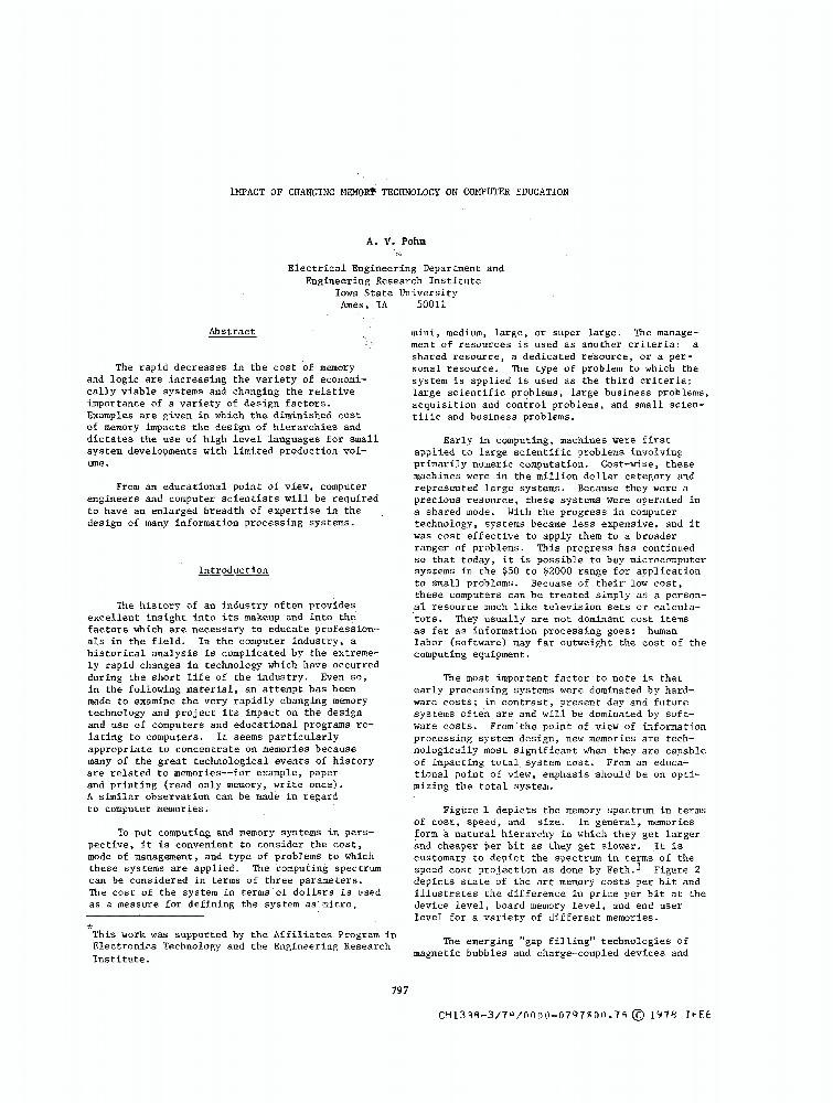 Impact of changing memory technology on computer education | IEEE ...